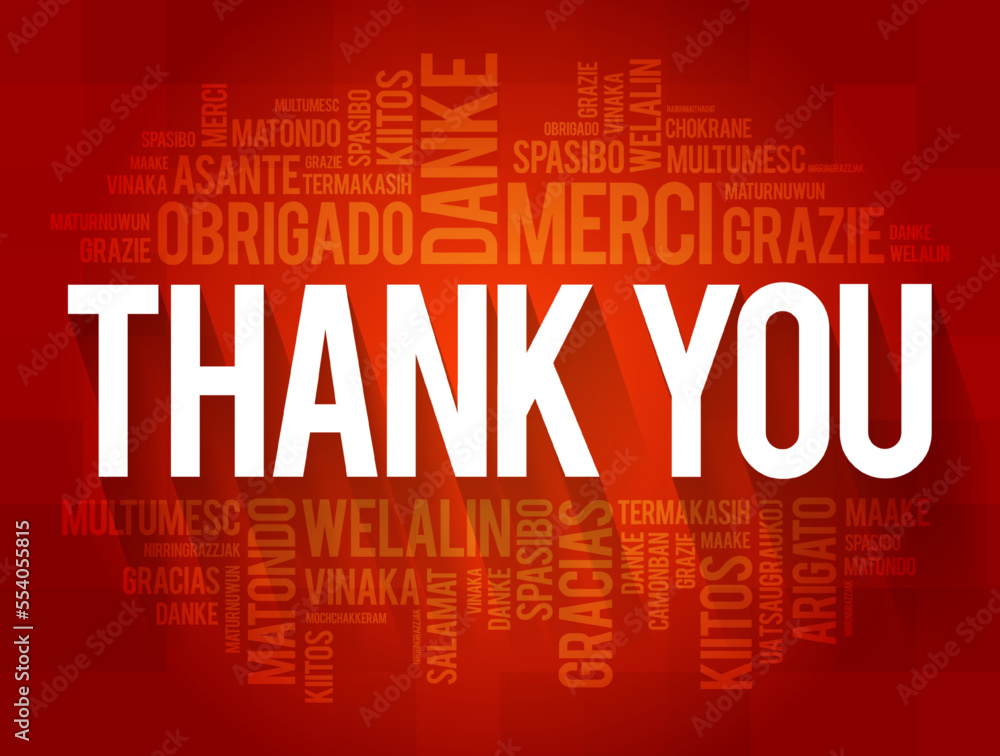 Thank You word cloud in different languages, concept background Stock ...