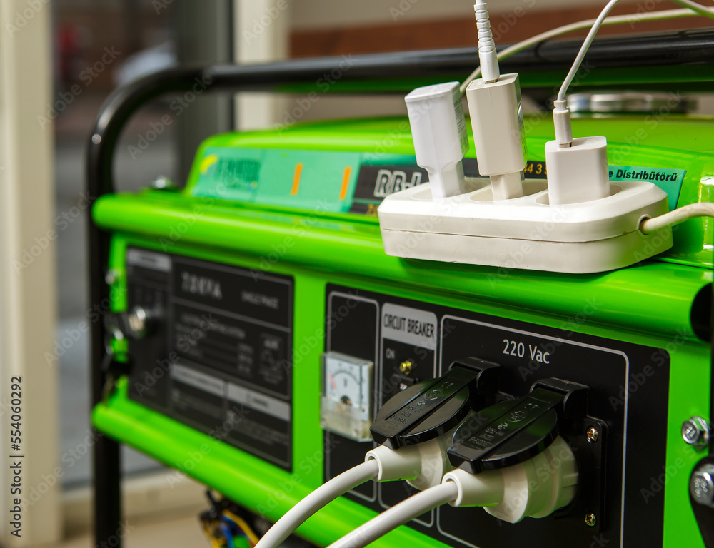 Electric plug with wires on the generator. Special electrical plugs for ...