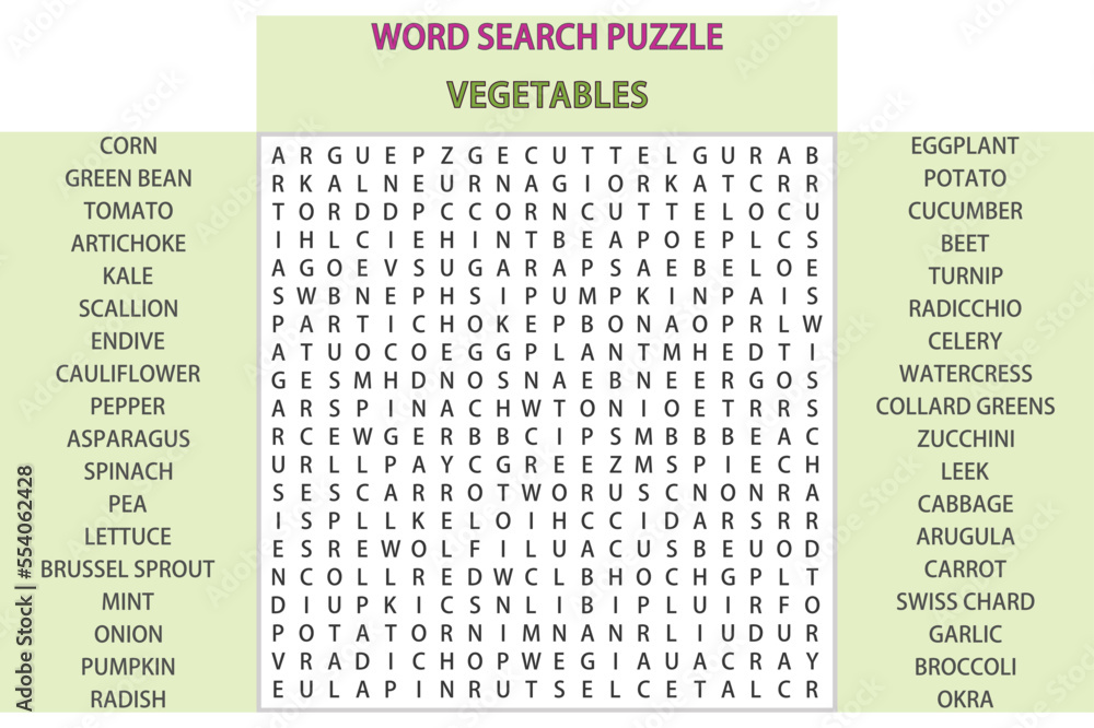 Vetor de Word search puzzle vector (Word find game) illustration ...