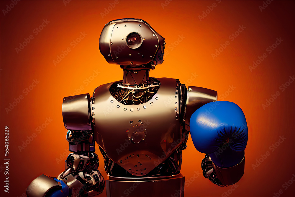 Robot boxer winner of the Olympic Games. Futuristic Sport 2030 ...
