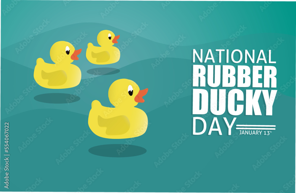 National rubber ducky day January 13 vector illustration, holiday ...