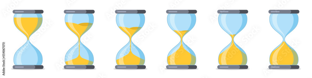 Hourglass icon set. Cartoon sandglass signs with animation frames ...