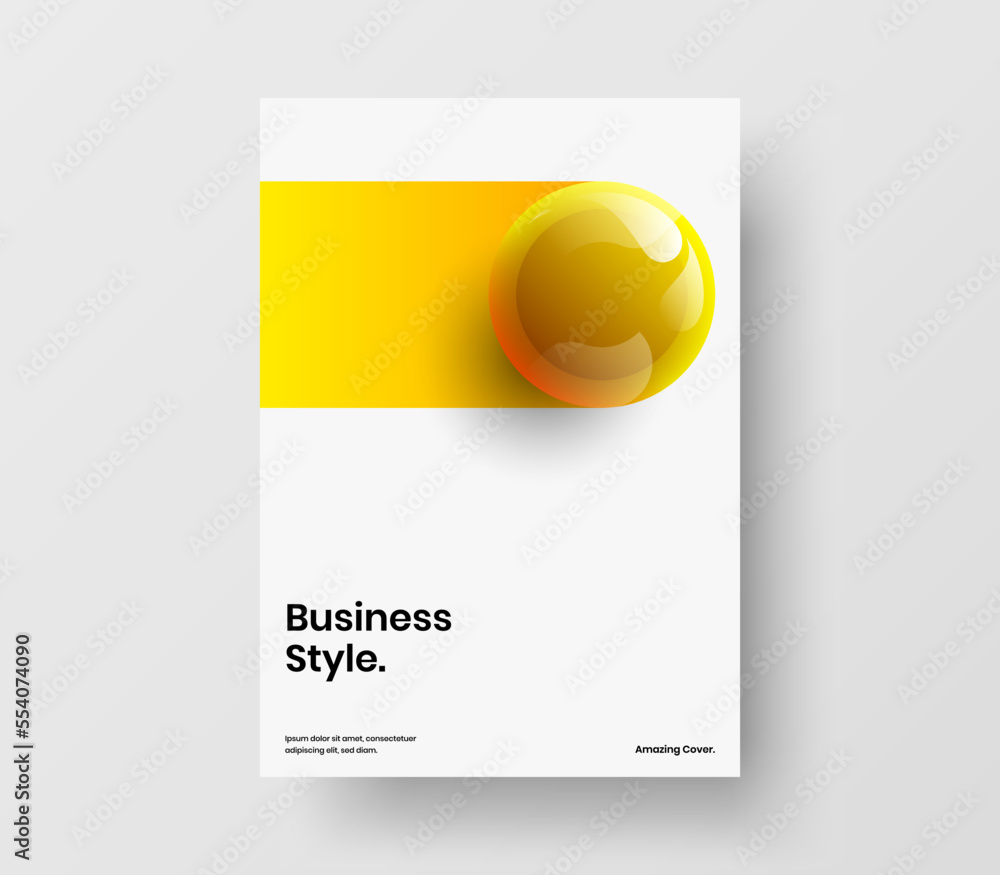 Vivid realistic spheres front page concept. Original corporate identity ...