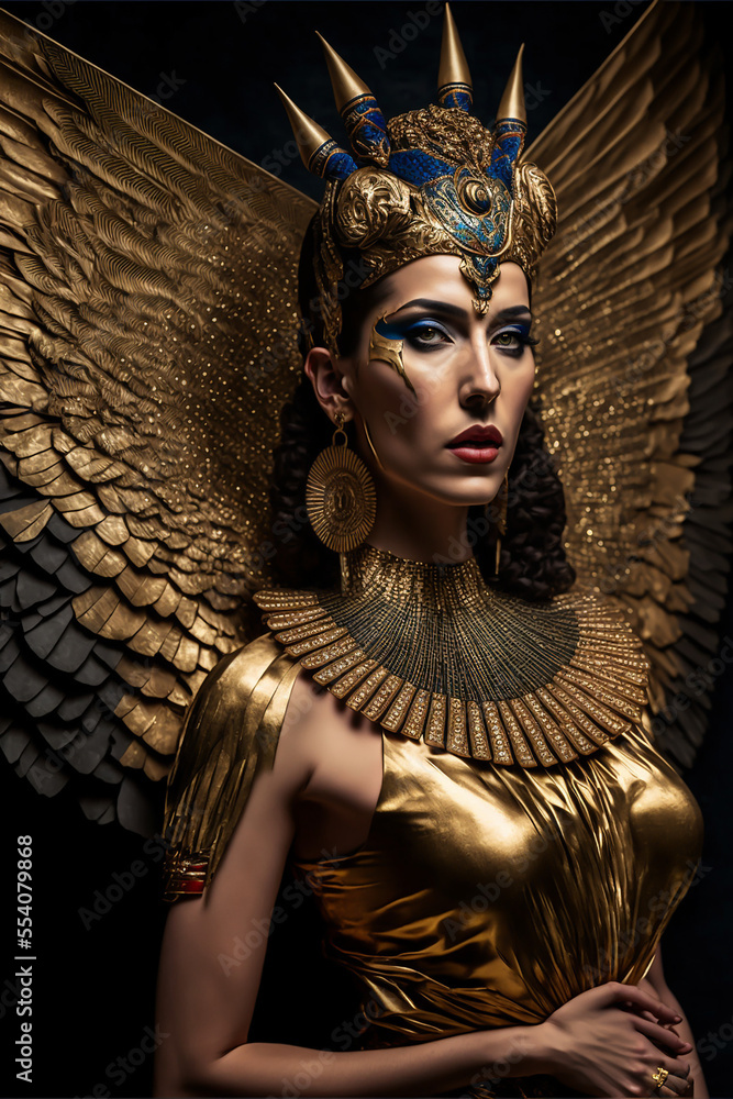 Goddess Hero Female Warier with a golden Mask and Golden Wings Goddess ...