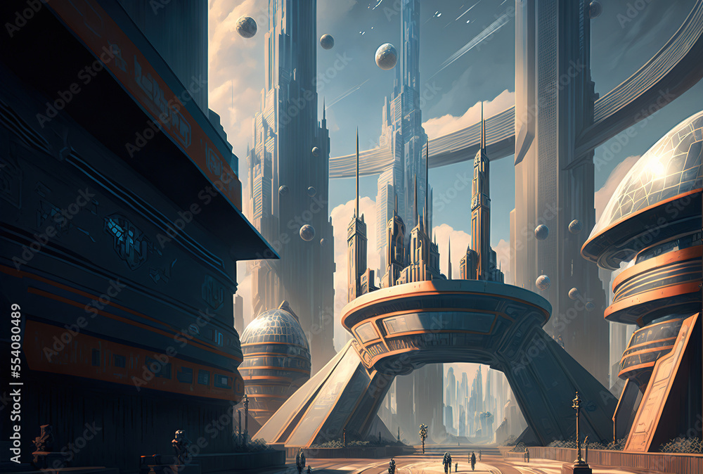 The digital background of the metaverse language and city buildings ...