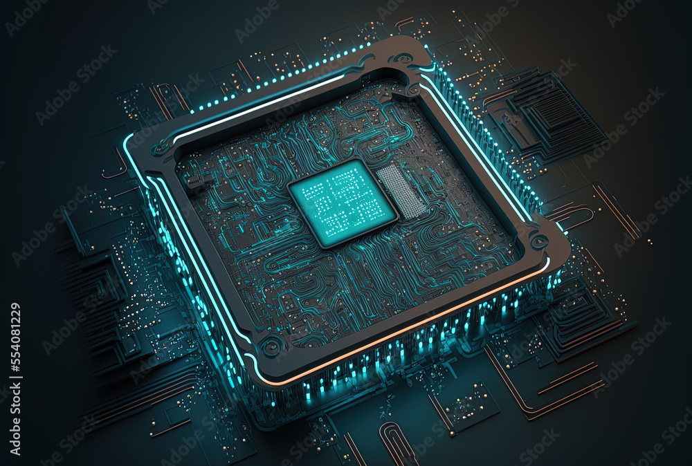 Artificial intelligence algorithm concept used in futuristic processor ...