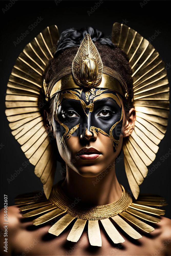 Goddess Hero Female Warier with a golden Mask and Golden Wings Goddess ...