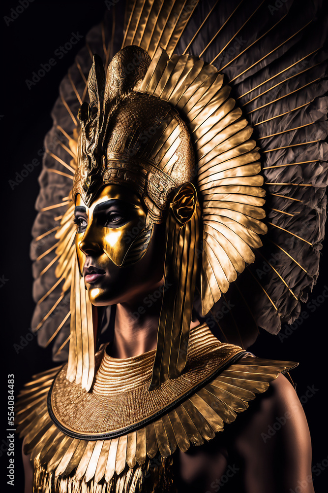 Goddess Hero Female Warier with a golden Mask and Golden Wings Goddess ...