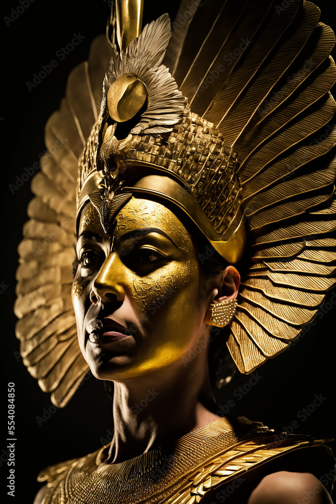 Goddess Hero Female Warier with a golden Mask and Golden Wings Goddess ...