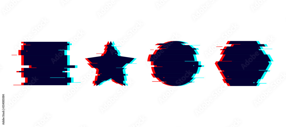Glitch distorted heart shape. TV or vhs noise design element. Destroyed ...