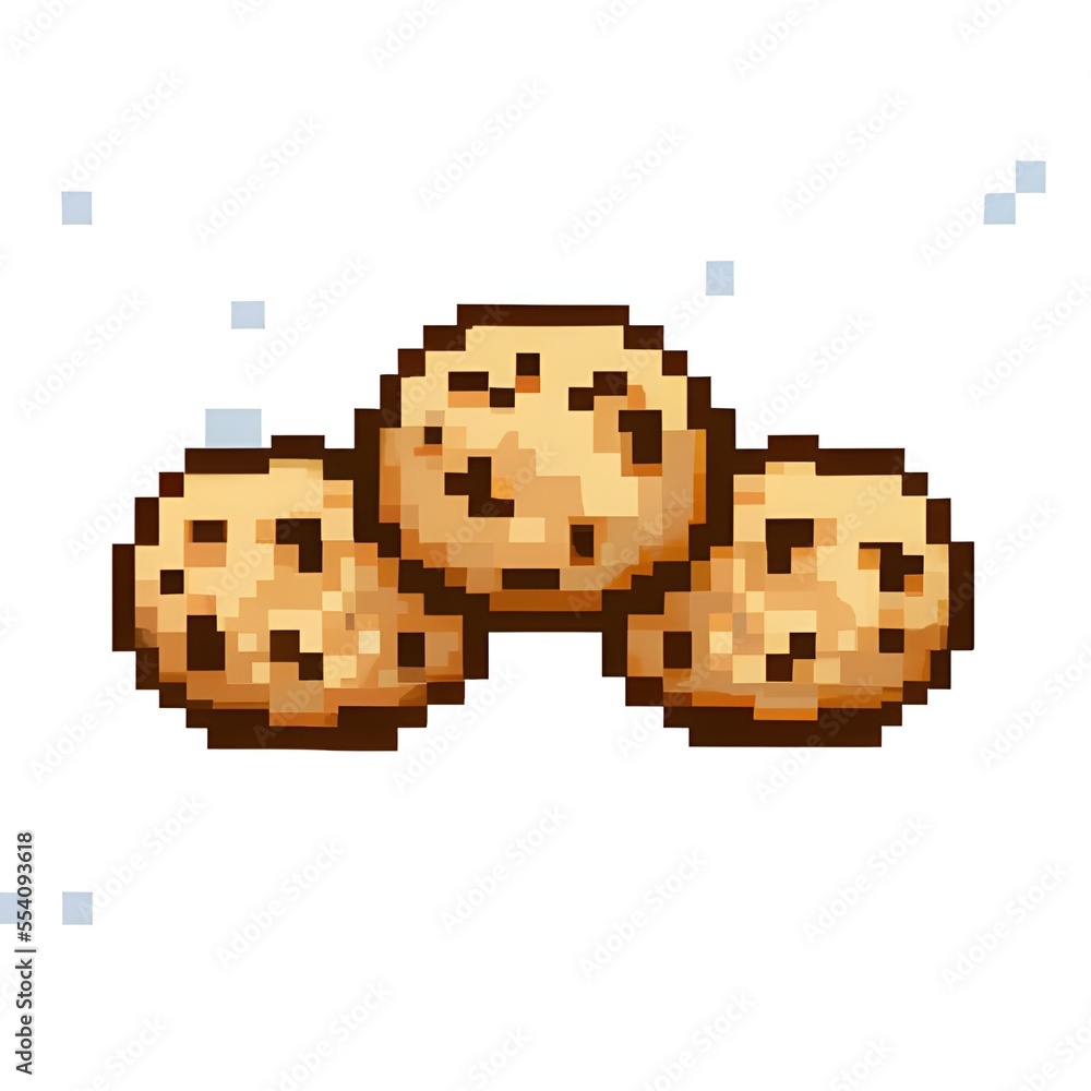Chocolate Chip Cookies pixel art. Generative AI. Stock Illustration ...