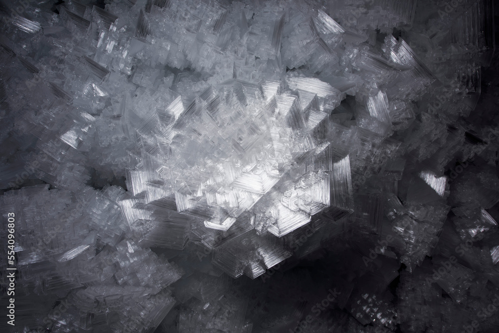 Ice crystal detail hanging down from the ceiling of Dark Star, a ...