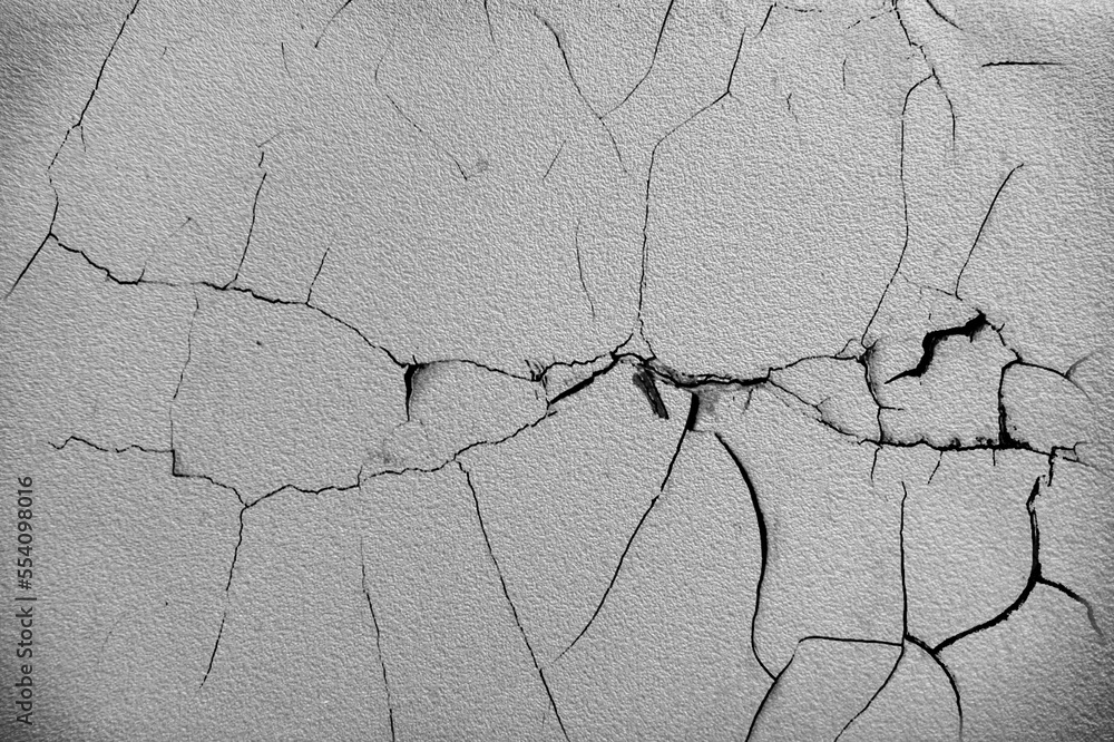 Texture crack building facade wall covered. Crack with flappy peeling ...
