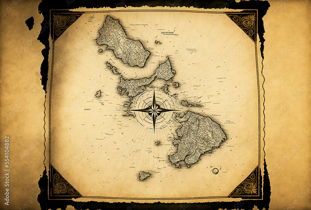 illustrative example of a map with pin markings. Generative AI Stock ...