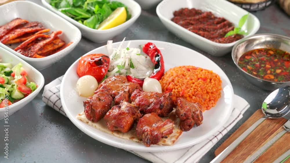 Traditional Turkish meal kebab, Ali nazik, adana kebap, urfa kebap, çöp ...