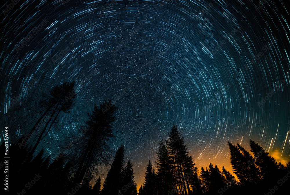 Photo & Art Print night sky with stars long exposure. Generative AI, 2rogan