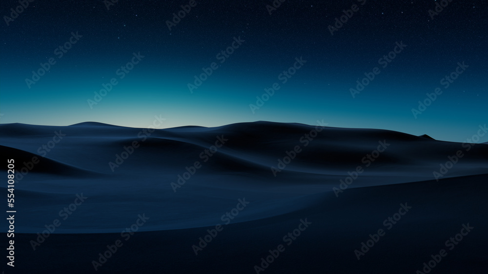 Rolling Sand Dunes form a Peaceful Desert Landscape. Night Background ...