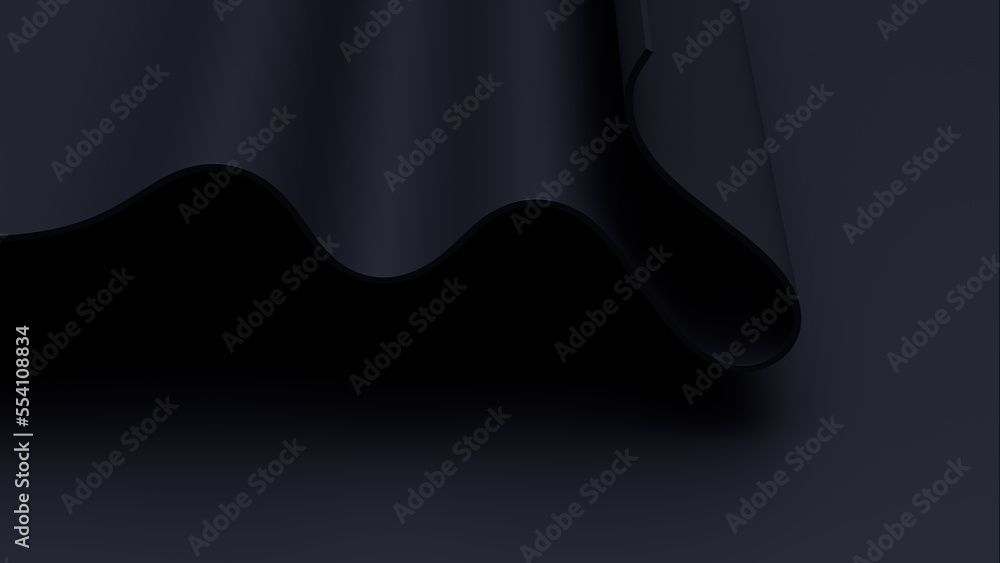 Black Undulating Wallpaper. Elegant 3D Abstract Background with Copy ...