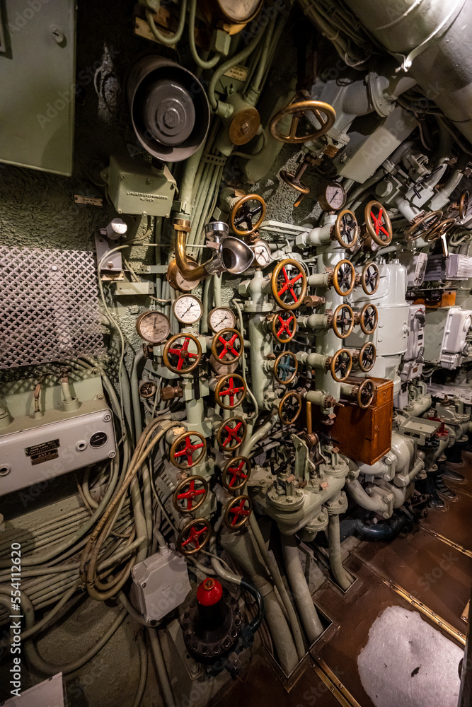 Malmö, Sweden - July 09 2022: Interior of swedish submarine U3 on ...