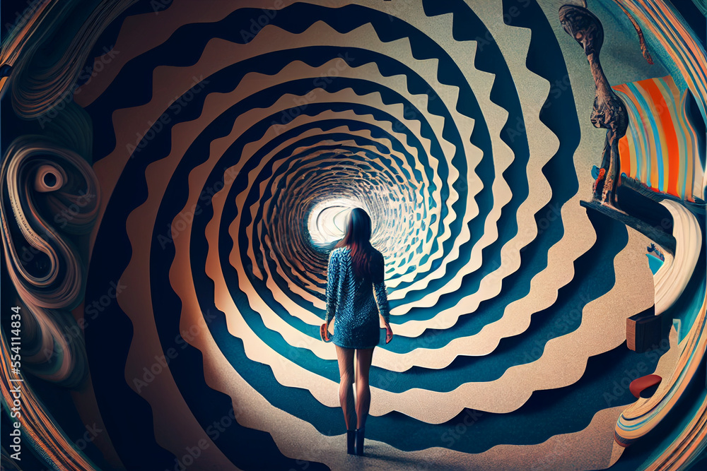 Person under hypnosis. Person under influence of monipulation. In large ...