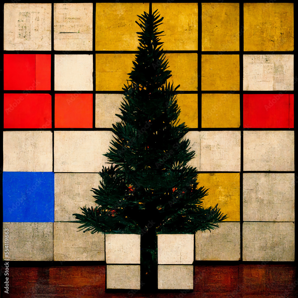 Vintage Christmas Tree Primary Colours 1920s Bauhaus De Stijl ...