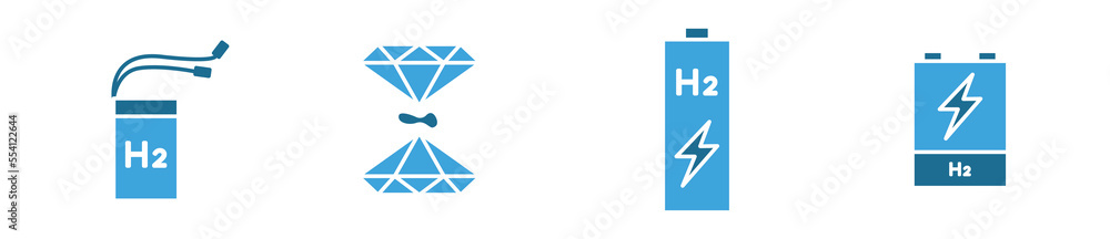 Hydrogen batteries modern flat icon set, H2 energy accu concept, Nickel ...