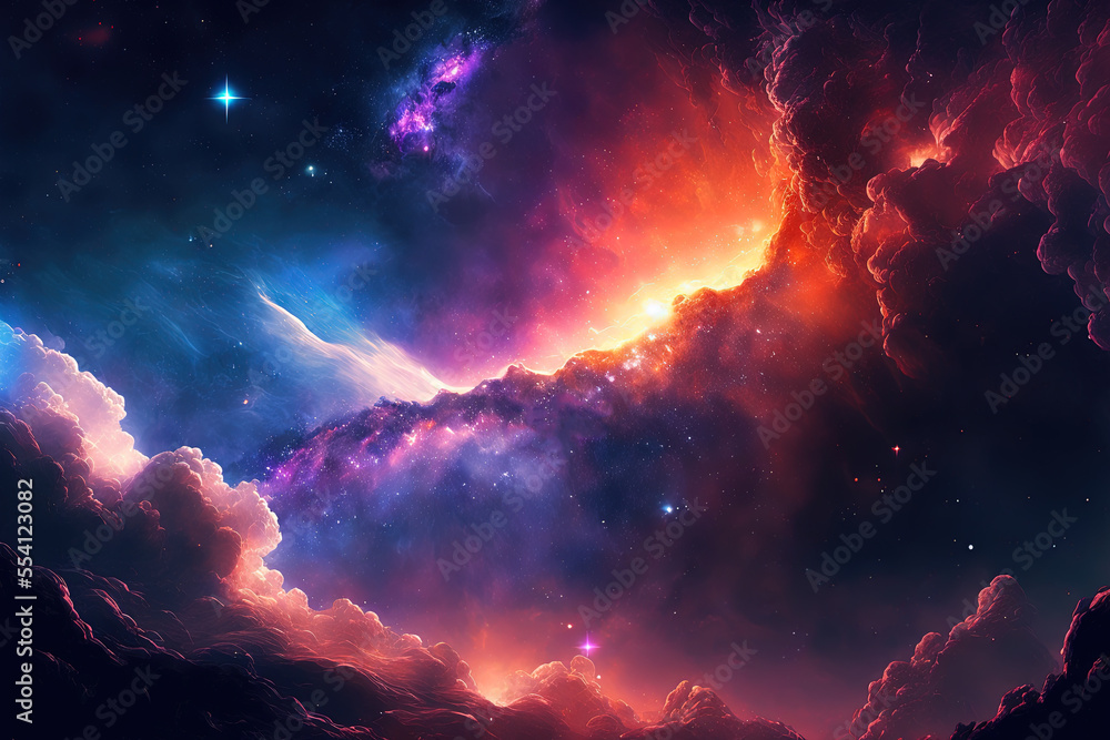 Colorful abstract background of space. Starfield illustration. Neon ...