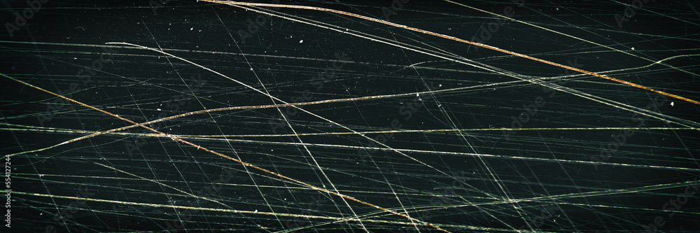 Scratched film texture. Many bright lines in different directions ...