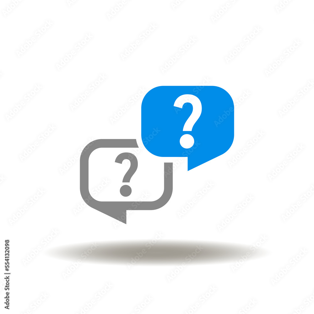 Vector illustration of speech bubbles with question marks. Icon of FAQ ...