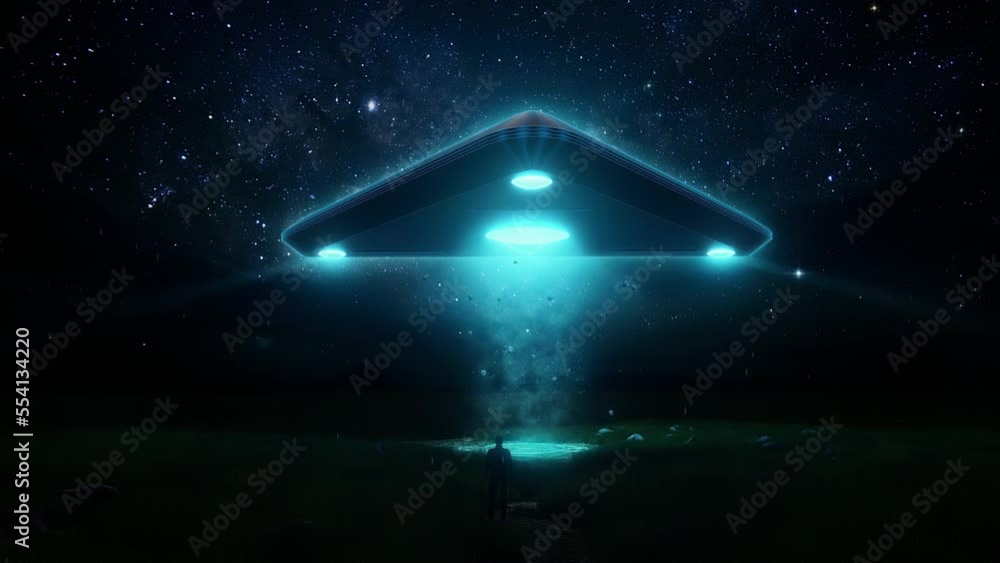 Ufo Alien Triangle in a Starry Night - Loop Scifi Abstract Landscape ...