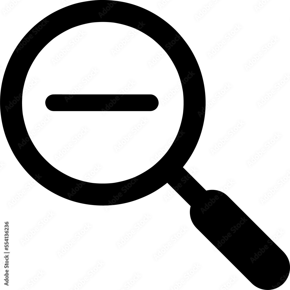 zoom out symbol, magnifying glass icon with minus sign, black icon ...