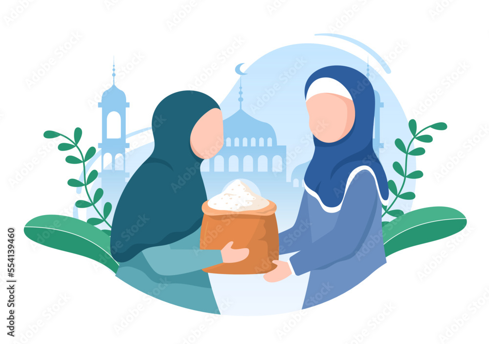 Muslim People Giving Alms, Zakat or Infaq Donation to a Person Who Need ...