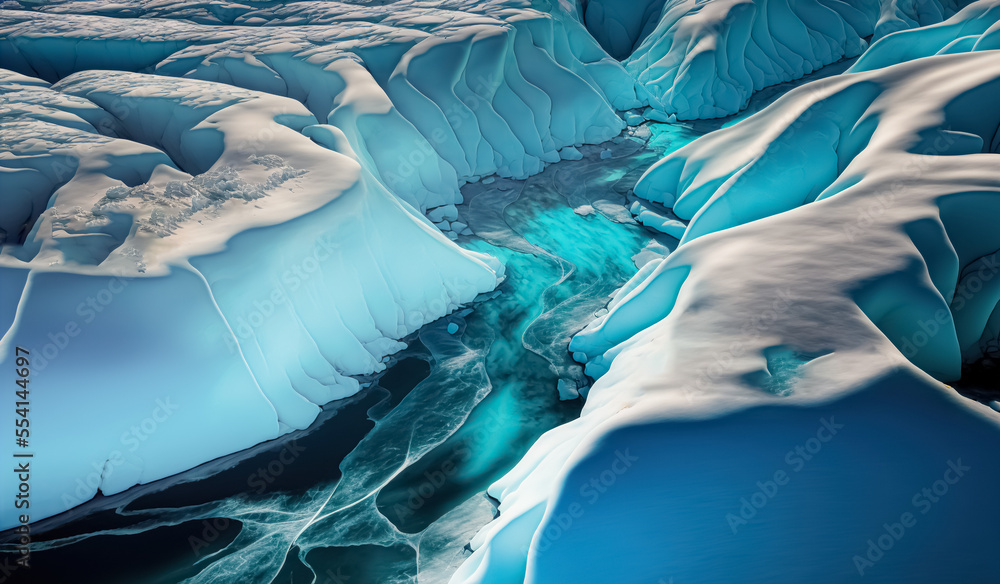Greenland ice sheet. The Ice Cap crossing through striking glacier ...