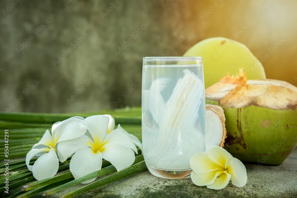 coconut juice with young coconut. Fresh coconut water, young coconut ...