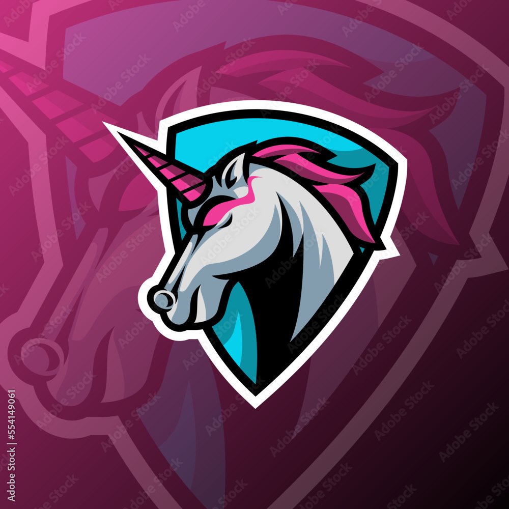 vector graphics illustration of a unicorn in esport logo style. perfect ...