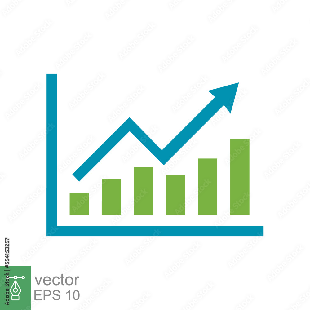 Growing graph icon. Growth, profit increase, infographic graph with ...