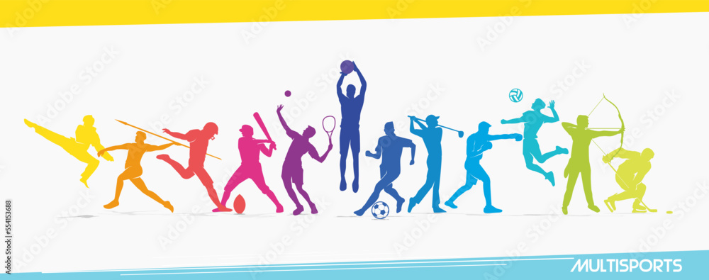 Premium editable vector collection of multisport players in action ...