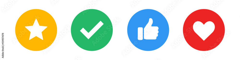 Star, check mark, thumb up and heart icon set Stock Vector | Adobe Stock