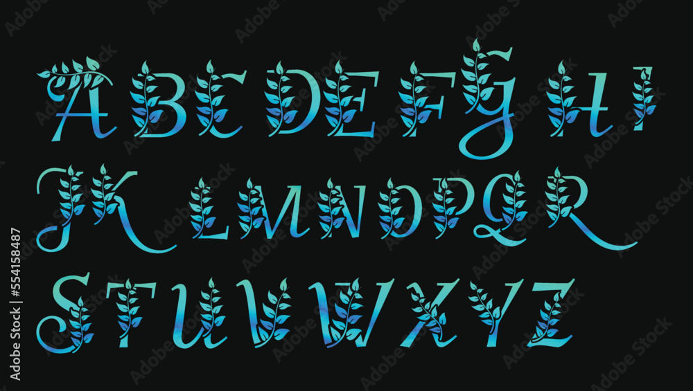 Decorative metallic Blue letters abc alphabets monogram logo design ...
