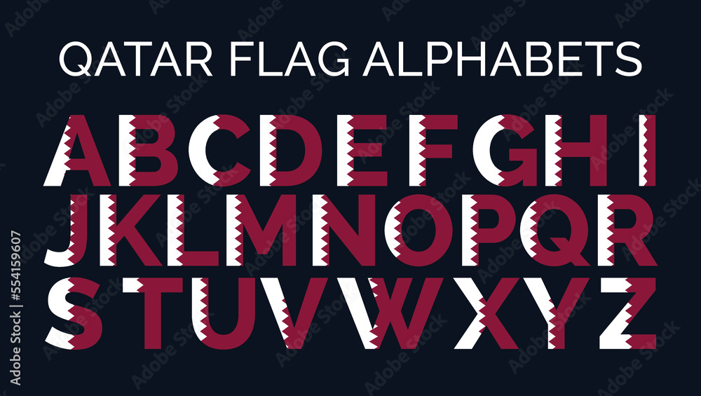 Qatar Flag Alphabets Letters A to Z Creative Design Logos Stock Vector ...