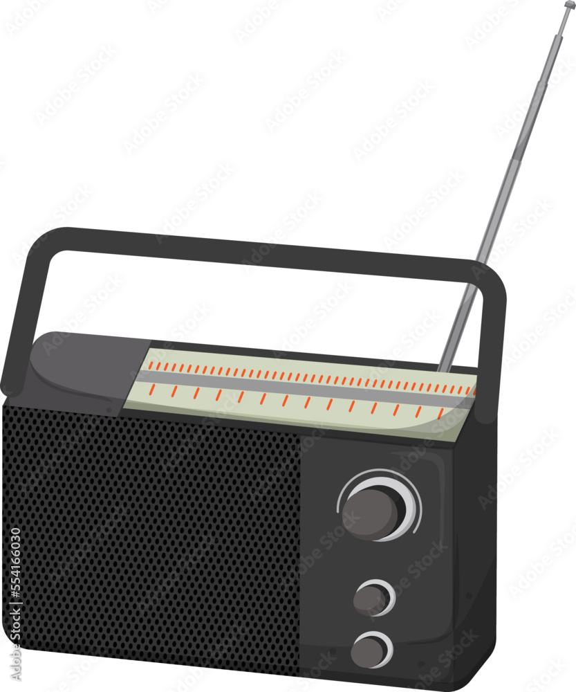 broadcast radio music cartoon. broadcast radio music sign. isolated ...