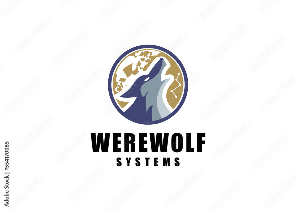 wolf logo design system technology concept Stock Vector | Adobe Stock