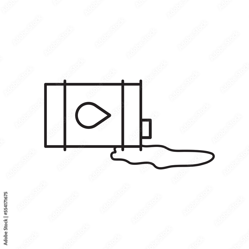 Oil spill line icon, spilled oil and fuel, oil barrel leak icon ...