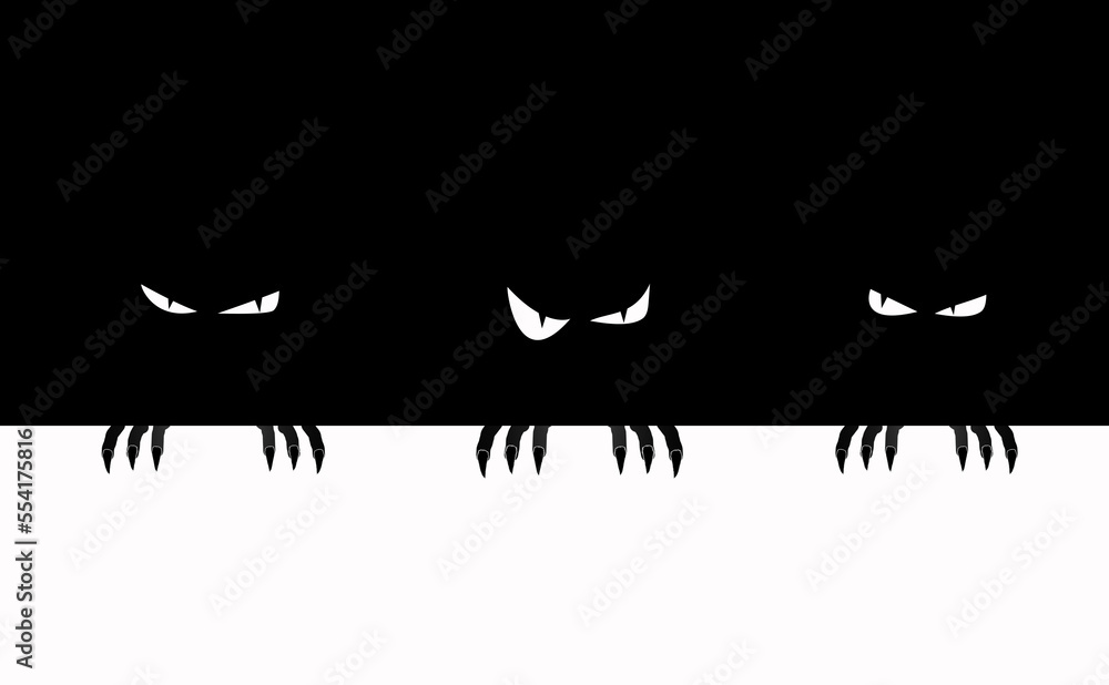 Illustration spooky eyes in the black background. Halloween background ...