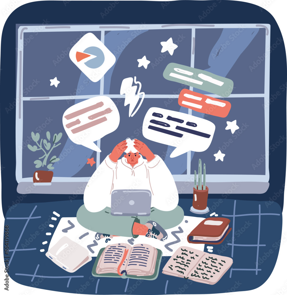 Cartoon vector illustration of Happy people with books. Read more book ...