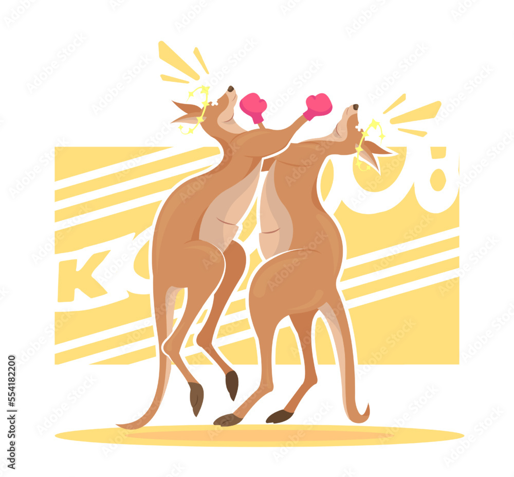 Kangaroo characters boxing. Wildlife australian animals jumping and ...