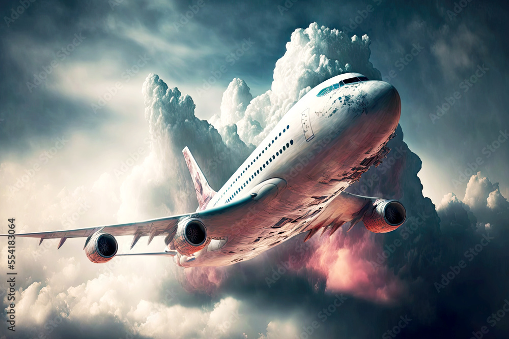 Beautiful big cargo plane flying in sky above clouds Stock Illustration ...