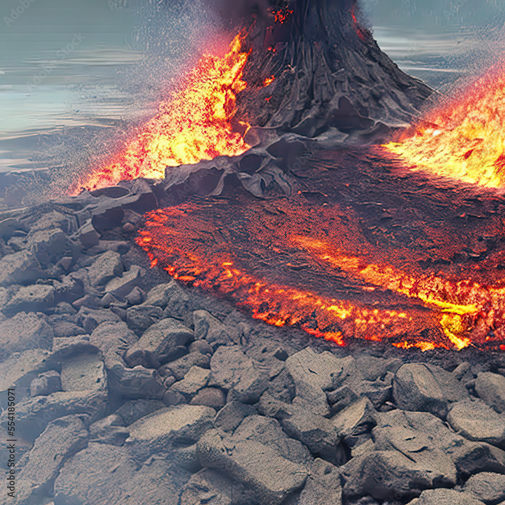 Erupting Volcano Smokey Dark Clouds created with Generative AI ...