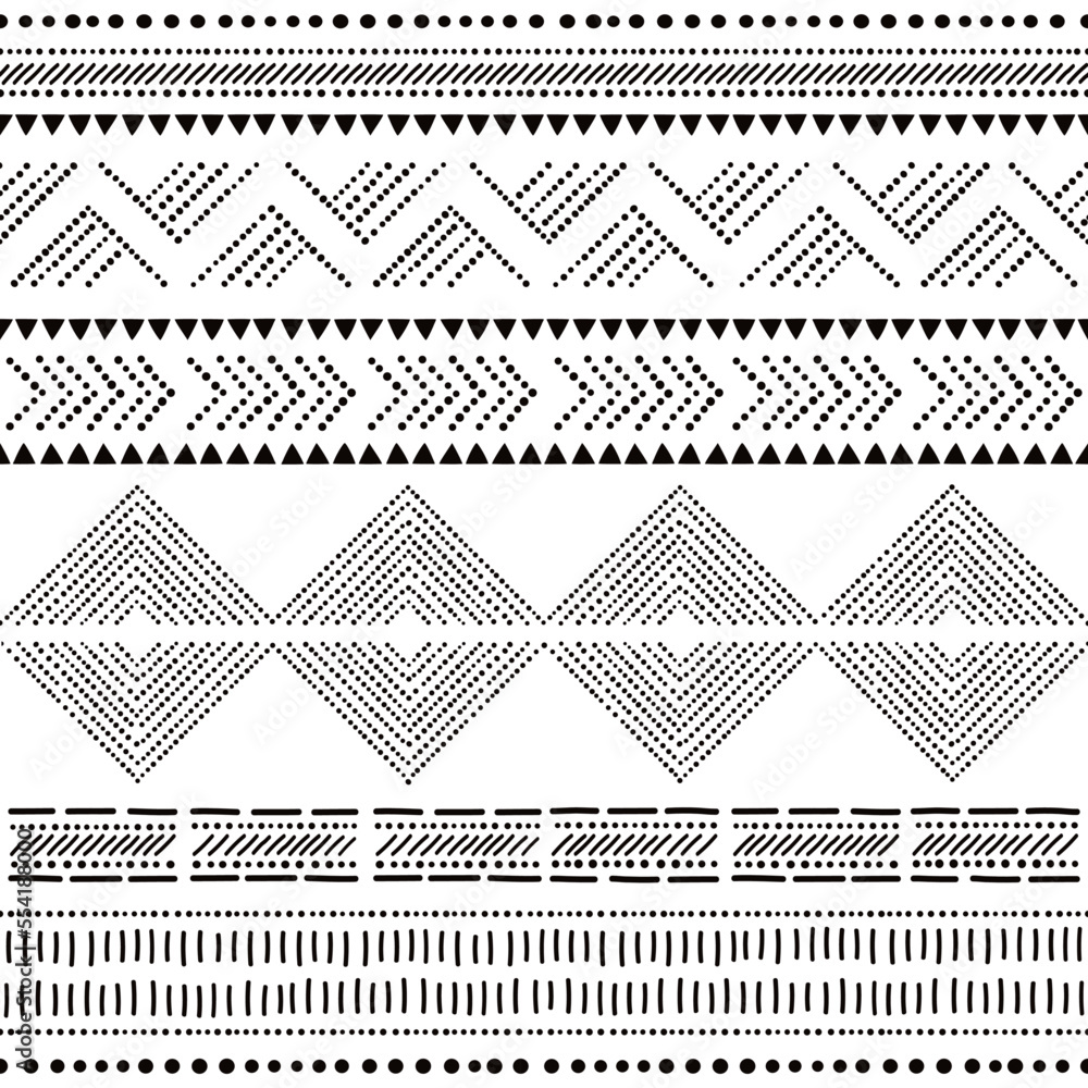 Old prehistoric pottery inspired seamless pattern - Bell Beaker folk ...