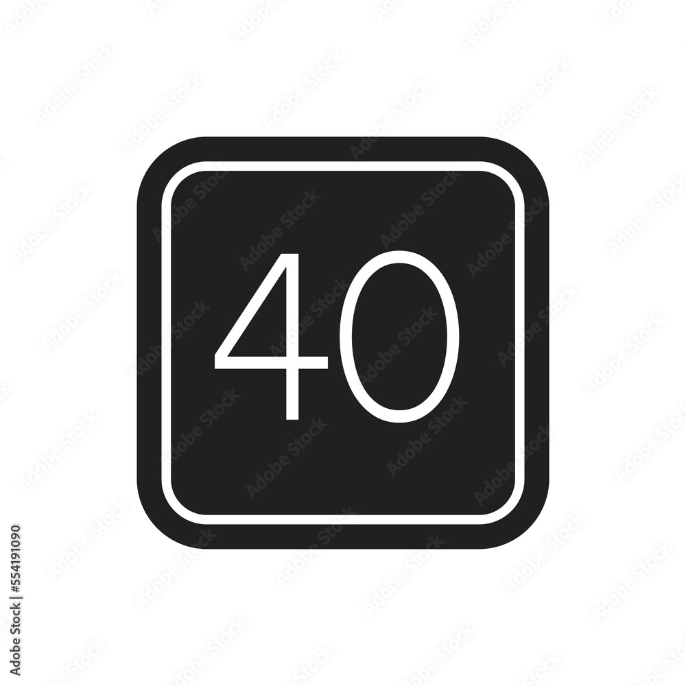 Traffic sign speed limit 40 icon design. 40 speed limitation road sign ...